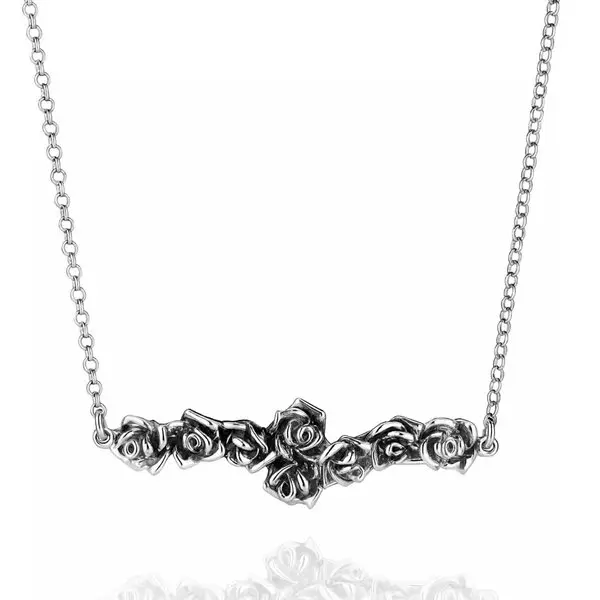 UNALOE Necklace Olimpic In Sterling With Roses – Handmade Italian Jewelry - Silver