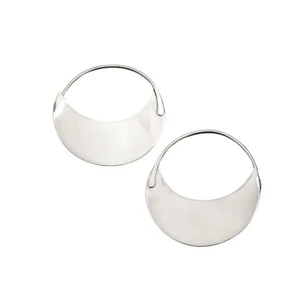 ZULA JEWELRY + DESIGN Crescent Moon Hoop Earrings - Silver