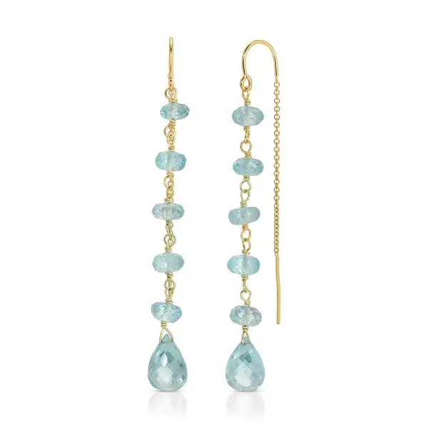 HEATHER HAWKINS Dance For You Threader Earrings Goldfilled Sky Topaz - Blue