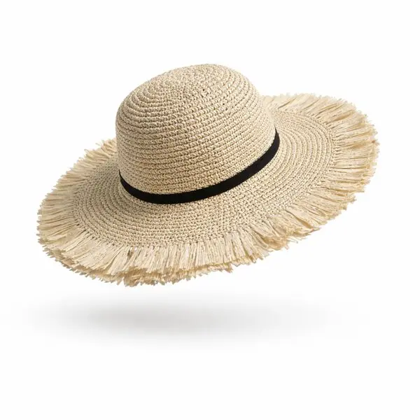 SPRINGMOONATELIER Neutrals Sunny Days Raffia Striped Hats- Circle - Black