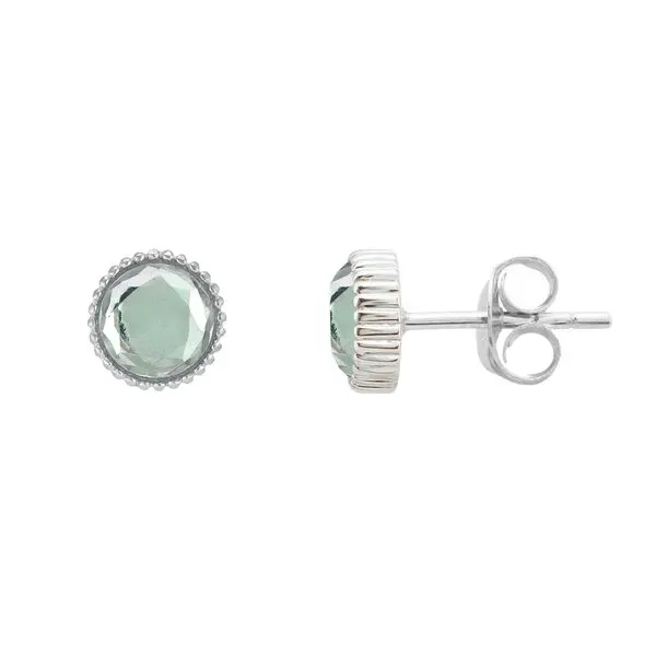 AUREE JEWELLERY Silver / Green Barcelona Silver August Birthstone Stud Earrings Green Amethyst - Silver/green