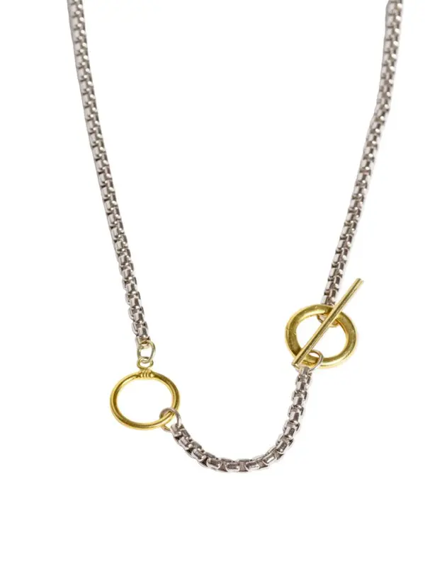 FLORENTIS JEWELLERY Silver / Gold Double Hoop Lariat Necklace - Silver/gold