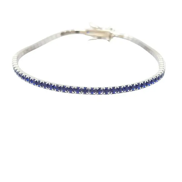 HARFI Blue / Silver Sapphire Gemstone Sterling Silver Tennis Bracelet