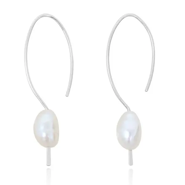 KIRI & BELLE Millie Pearl Pull Through Sterling Earrings - Silver