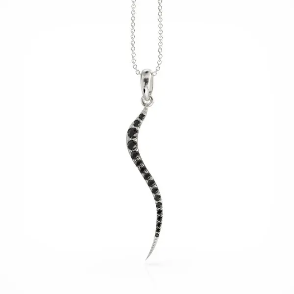 LINDA FIORE Black / Silver Swirl Necklace Silver & Black Cz - Black/silver