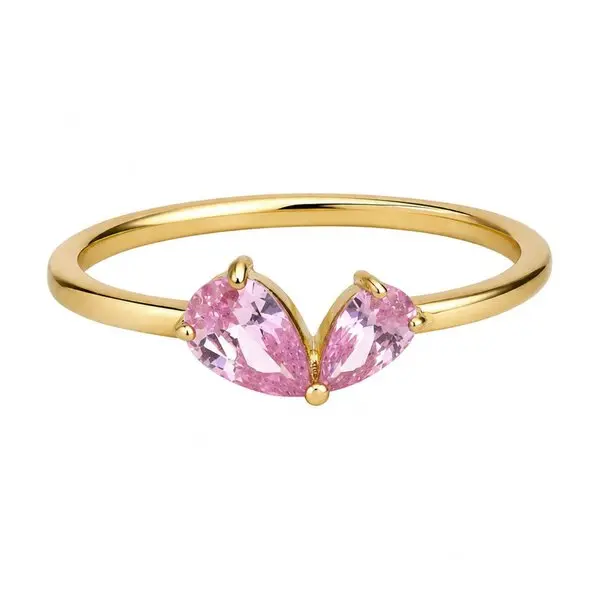 BELINDA JEWELZ Ruby Heart Toi Et Moi Birthstone Ring - Pink