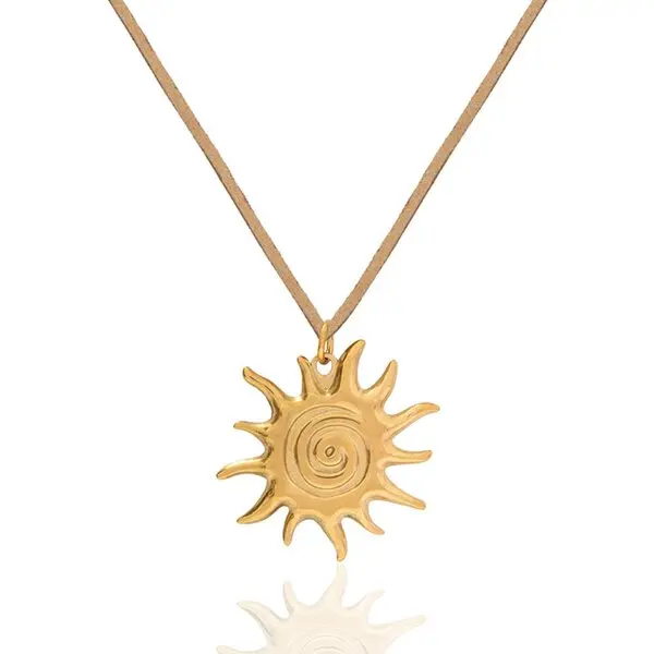 A WEATHERED PENNY Neutrals / Solar Necklace Sand Cord - Gold