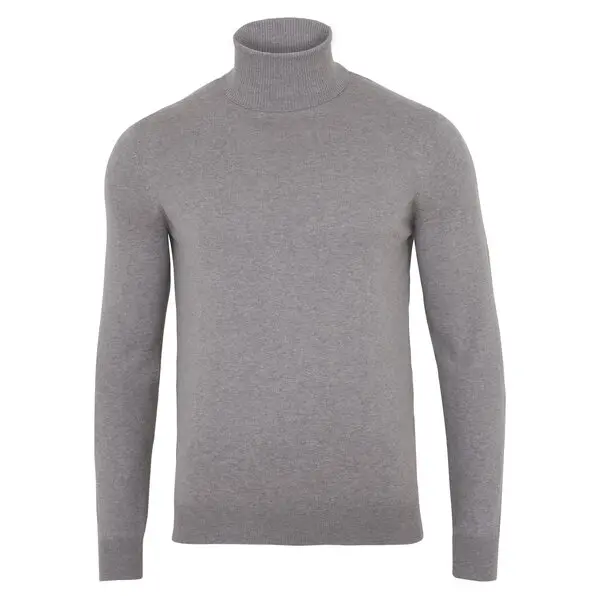 PAUL JAMES KNITWEAR Ultra Fine Cotton Atwood Roll Neck Jumper Ash - Grey