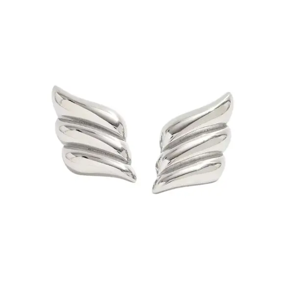 BERMUDA WATCH COMPANY Annie Apple Orelia Oversized Ridge Studs - Silver