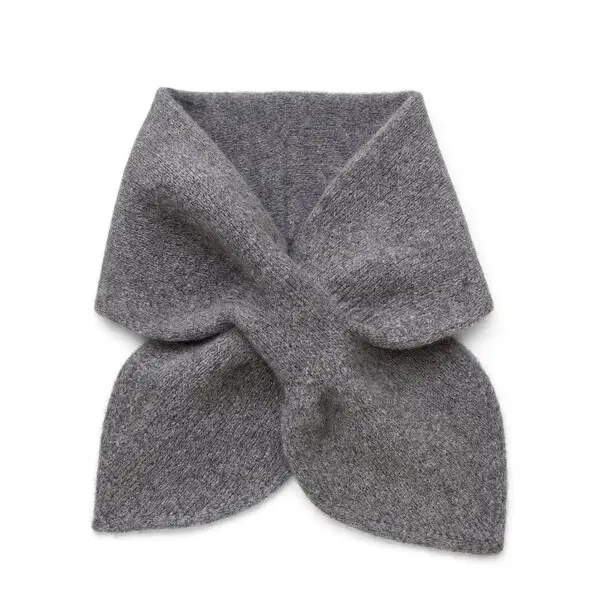 MY LITTLE NATURE Pure Cashmere Scarf Bow Tie Nek Warmer - Grey