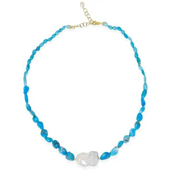 VINTOUCH ITALY Azzurra Turquoise & Pearl Necklace - Blue