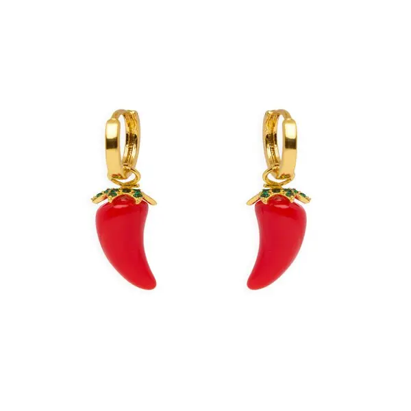 Saachi Carrot Huggie Charm Earrings - Red