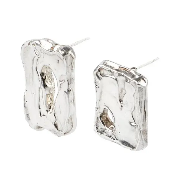 DE ROMS Abstract Molten Soulmate Earrings - Silver