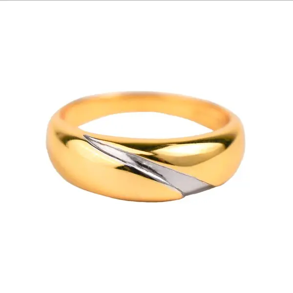 ZYNNIA COLLECTIVE Gold / Silver Two Tone Slit Dome Ring - Gold/silver