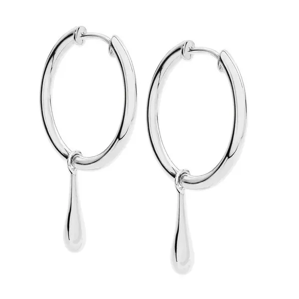 LUCY QUARTERMAINE Solid Sterling Drop Hoops With Drop