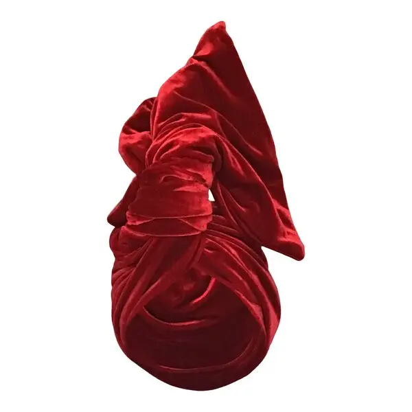 ROMER MILLINERY Twisturban Turban In Stretch Velvet - Red