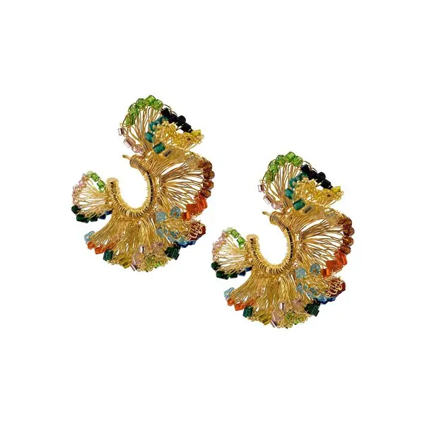LAVISH BY TRICIA MILANEZE Multi & Rio Hoops Handmade Crochet Earrings - Gold