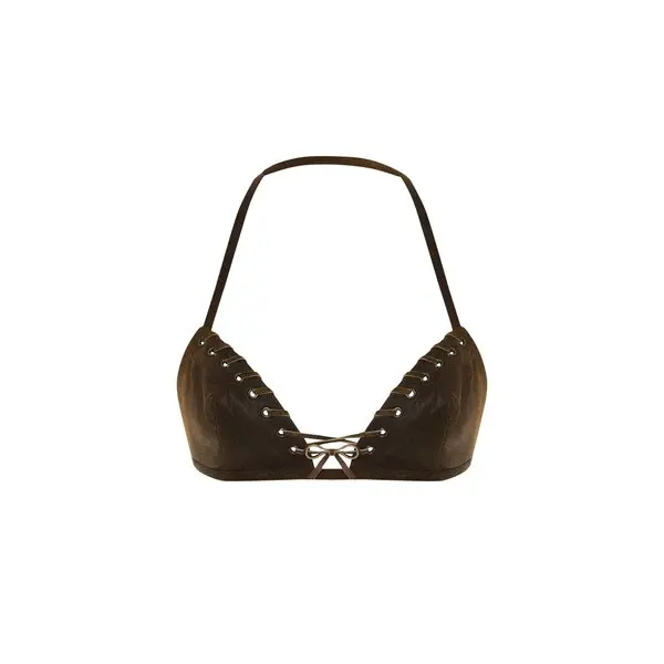 MAISON SEL Ginji Leather Bra - Brown