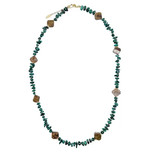 FARRA Bamboo Coral With Tiger-eye Stone Long Necklace - Green