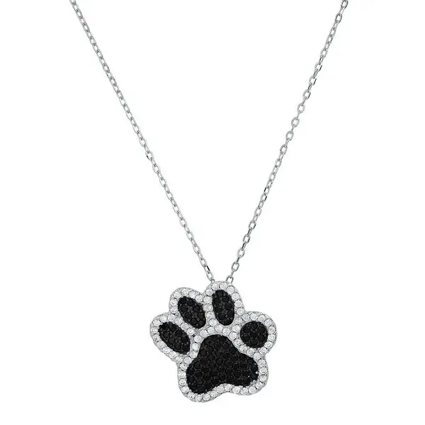 KYLIE HARPER Sterling Diamond Cz Doggy Paw Pendant - Silver