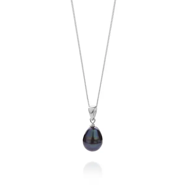 NELLOU JEWELLERY Ellen Mini Peacock Pearl Drop Necklace Sterling Silver - Blue