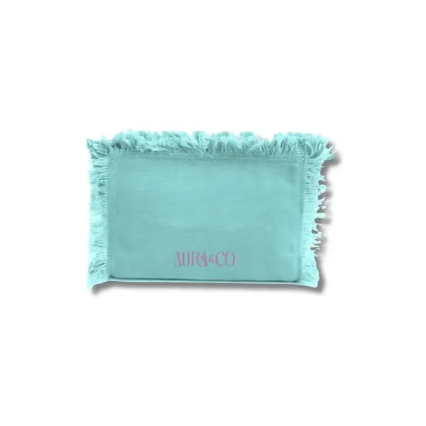 AURA & CO Embroidery Aura Cosmetic Bag Teal - Blue