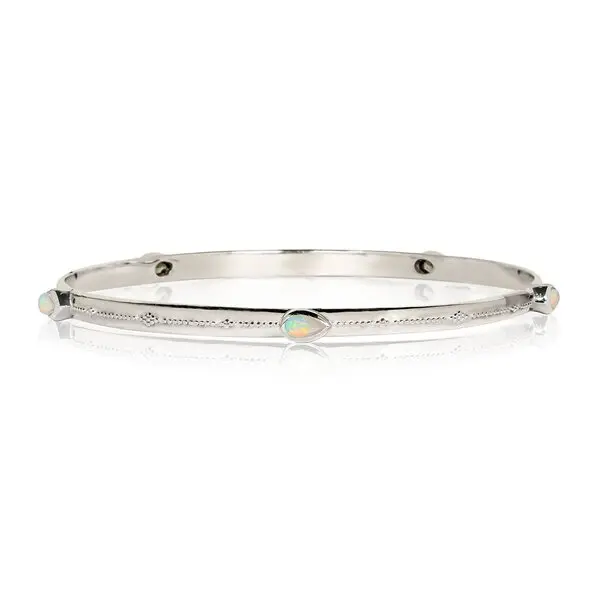 CHARLOTTE'S WEB JEWELLERY Green / Silver Saraswati Stacking Bangle Opal - Green/silver