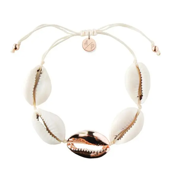 ADRIANA PAPPAS DESIGNS Metal Shell Accent Bracelet Rose Gold - White