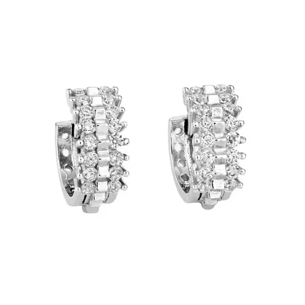 ESTERAH Cubic Zirconia Huggies Earrings - Silver