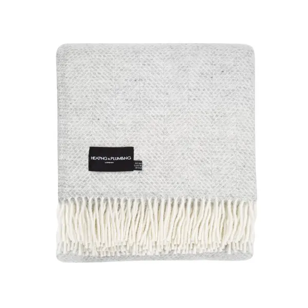 HEATING & PLUMBING LONDON Evening Tales Pure New Wool Blanket Fluffy - Grey