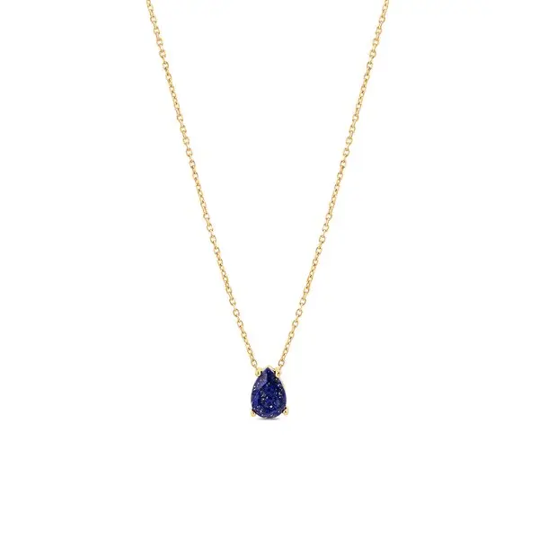 SALLY SKOUFIS Gold / Blue Pure Droplet Necklace Petite With Natural Lapis Lazuli In 18 Gold Vermeil - Gold/blue