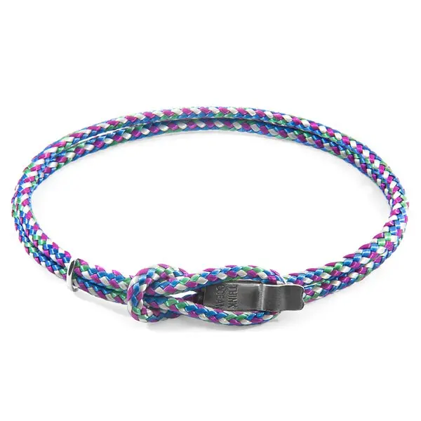 ANCHOR & CREW Multicoloured Think Ocean Signature Silver & Rope Bracelet - Gray