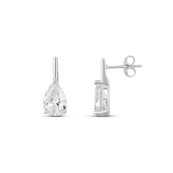 SHYMI Pear Shape Cubic Zirconia Drop Earrings - Silver