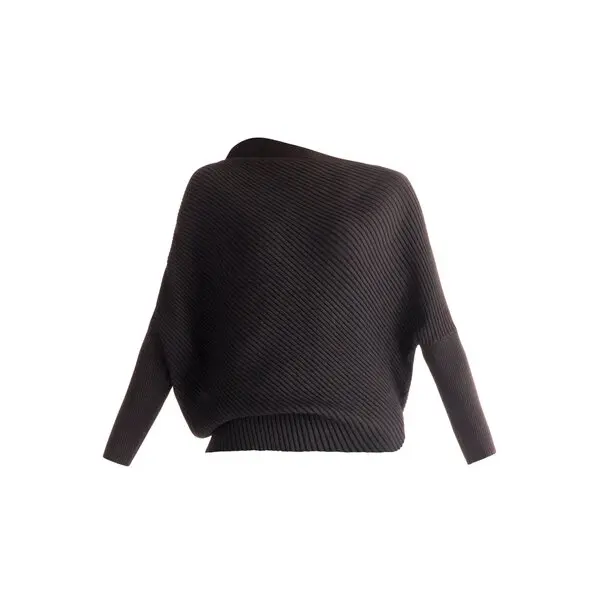 PAISIE Draped Knitted Jumper - Black