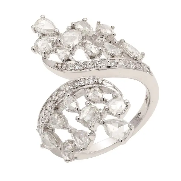 ARTISAN Rose Cut Diamond Wrap Ring In 14k Gold - White