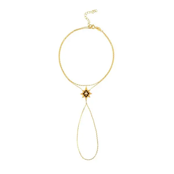 LINYA JEWELLERY Pole Star Bashmer Hand Chain Celestial Sahmaran - Gold