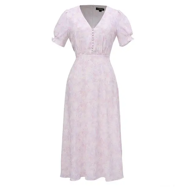 SMART AND JOY Flared Empire Dress With Liberty Print Light - Pink