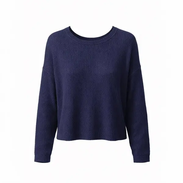 Haris Cotton Knitted Long Sleeved Blouse Marine - Blue