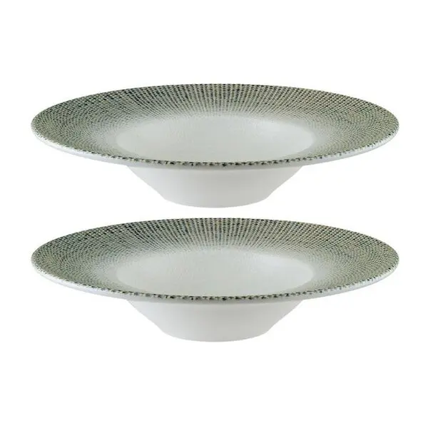 Turgla Home Blue / White Sway Round Decorated Porcelain Pasta Bowl, Set Of Two - Blue/white