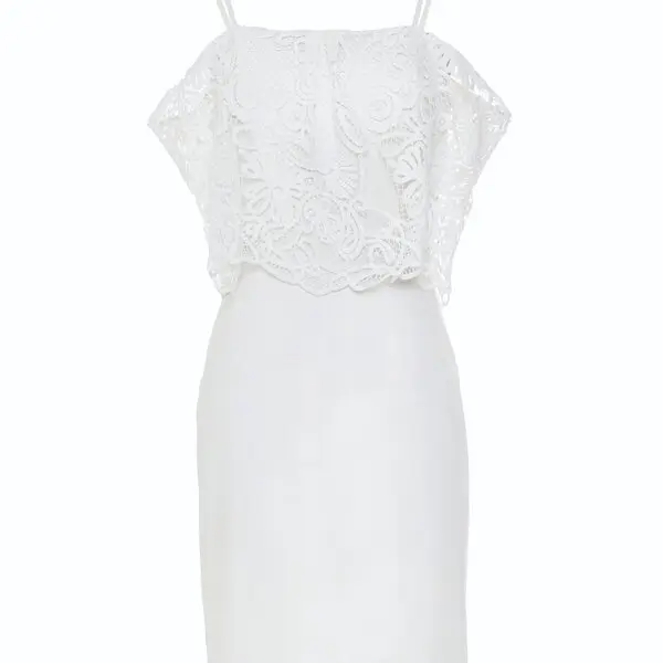SMART AND JOY Open Shoulders Top Lace Dress - White