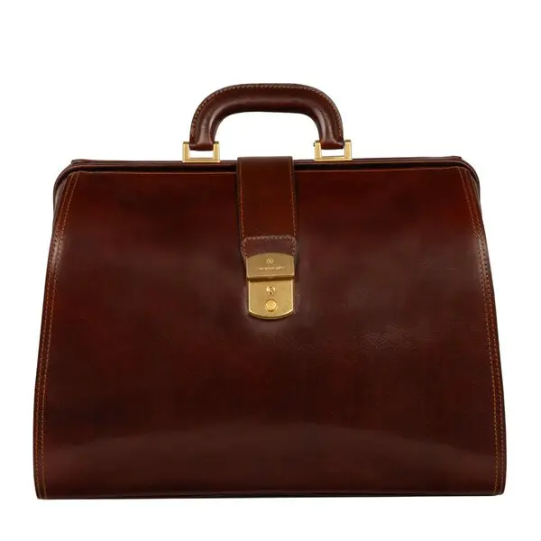 TIME RESISTANCE Large Leather Doctor Bag Mrs Dalloway - Brown
