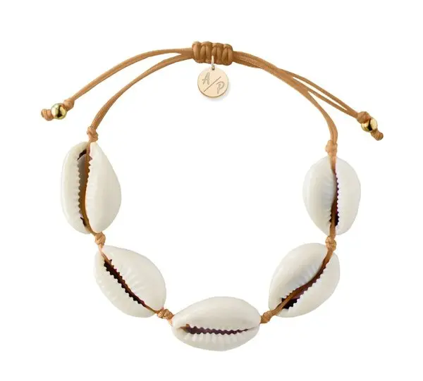ADRIANA PAPPAS DESIGNS Natural Shell Adjustable Bracelet On Colored Cord Caramel - Brown