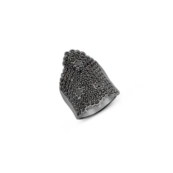 SALLY SKOUFIS Black / Silver Minx Ring With Made Cz Diamond Stimulant In Sterling Silver & Premium Black Rhodium - Black/silver