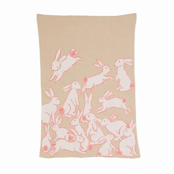 In2green Baby Cotton Knit Blanket Rabbits - Pink