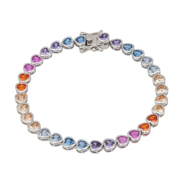 LATELITA Heart Garland Tennis Bracelet Multicoloured - Silver
