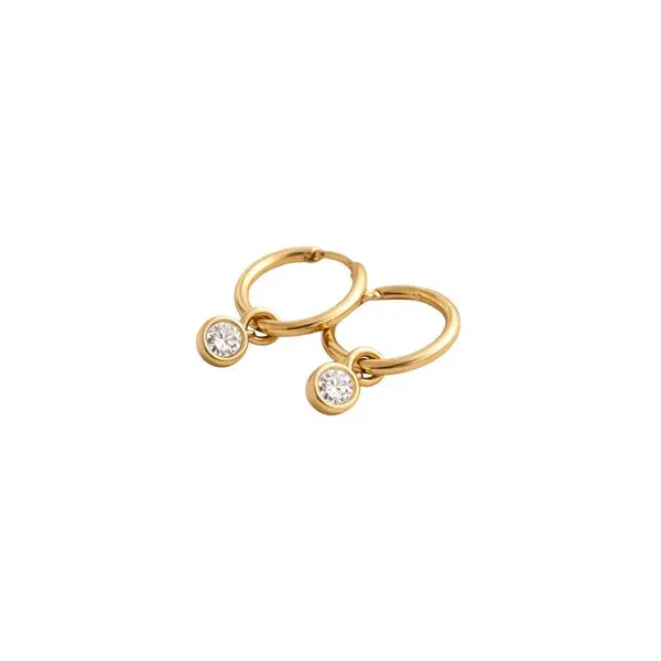 LILY FLO JEWELLERY Aurora Round Diamond Bezel Hoop Earrings - Gold