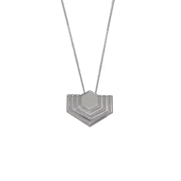 EDGE ONLY Abstract Hexagon Pendant Sterling - Silver