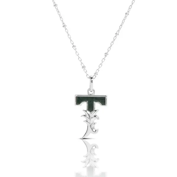 KASUN LONDON Solid T Initial Necklace With Green Marble