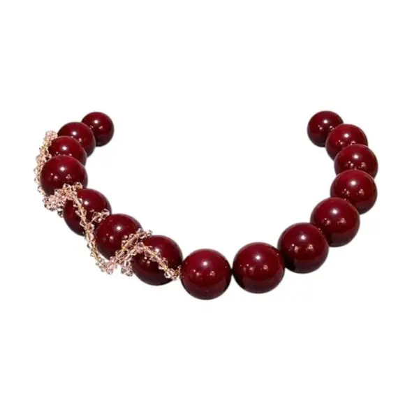 EYECONIC BY SAMAR AJRAM Pink / Brown Burgandy And Pink Maxi Beaded Necklace - Pink/brown