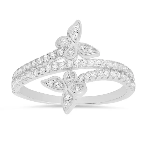 KYLIE HARPER Sterling Diamond Cz Butterfly Crossover Ring - Silver
